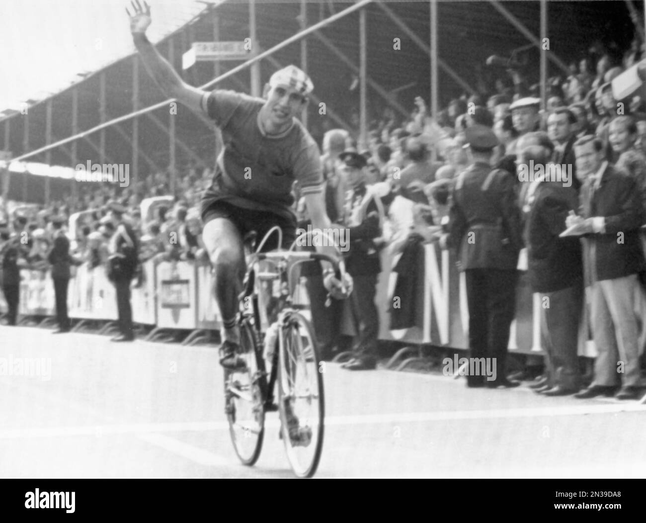 Graham Webb of Great Britain crosses the finish line to win the Cycling ...