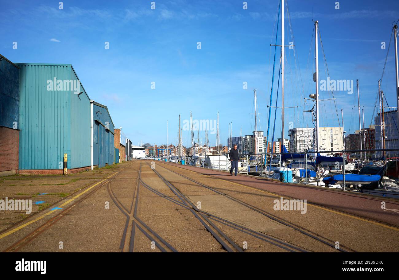 Scene on the old docks at the marina in Ipswich, UK Stock Photo - Alamy