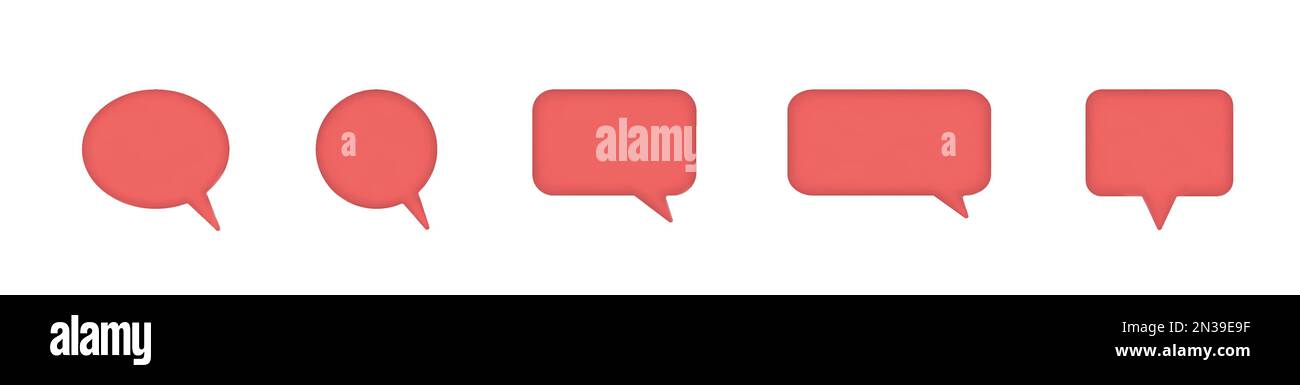 3d red speech bubble, social media chat message icon. Empty text ...