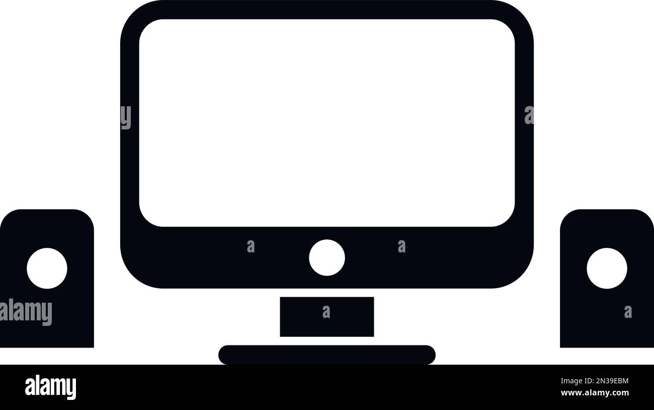 Computer workplace icon simple vector. Office table. Work chair Stock ...