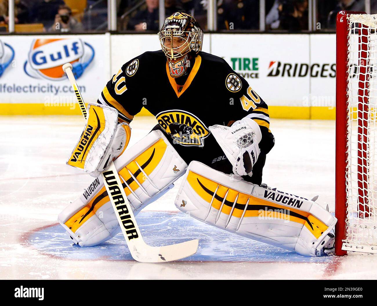 Boston Bruins goalie Tuukka Rask during the first period of an NHL ...