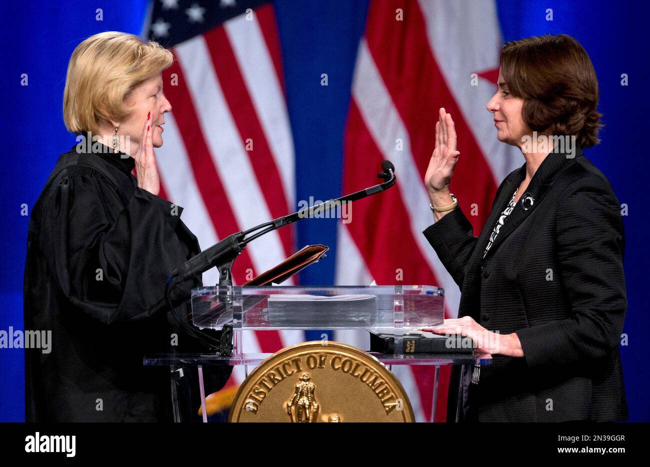 Mary Cheh, right, is sworn in as Ward Three Councilmember by Colleen ...
