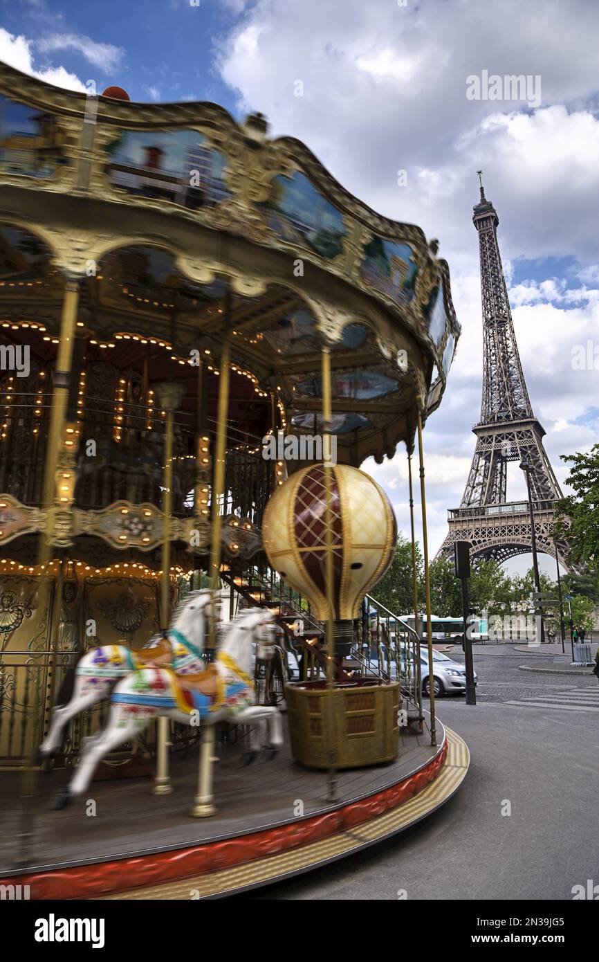 Carousel and Eiffel Tower, Paris, France Stock Photo - Alamy