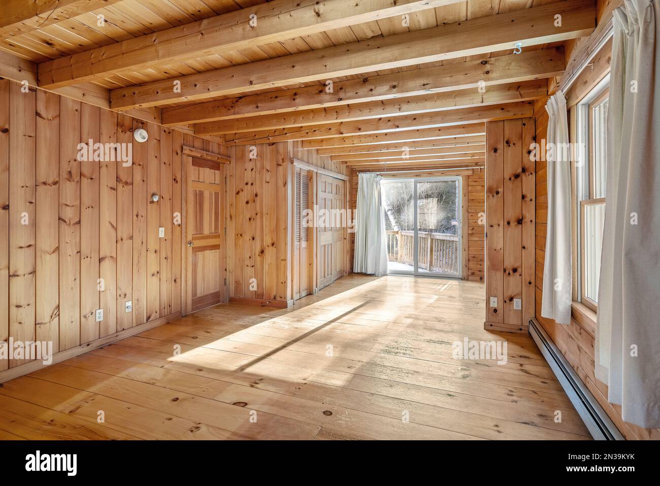 An interior of an empty room in a wooden house Stock Photo - Alamy