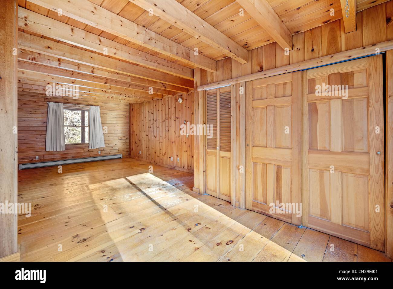 An interior of an empty room in a wooden house Stock Photo - Alamy