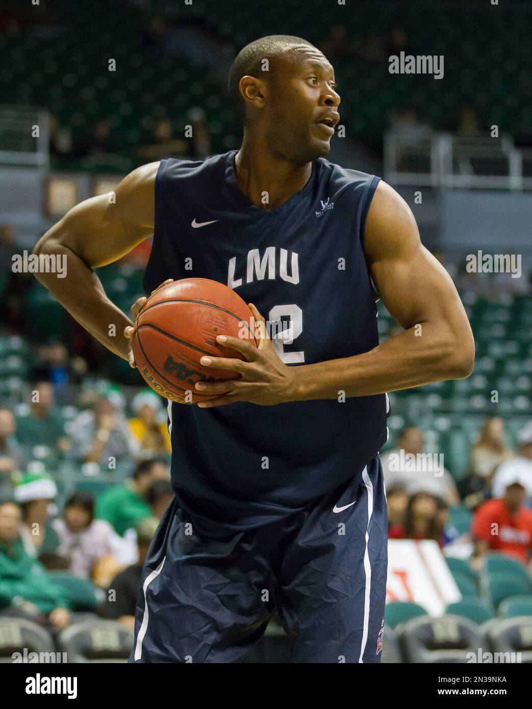 Loyola Marymount forward Godwin Okonji (22) controls a rebound while ...