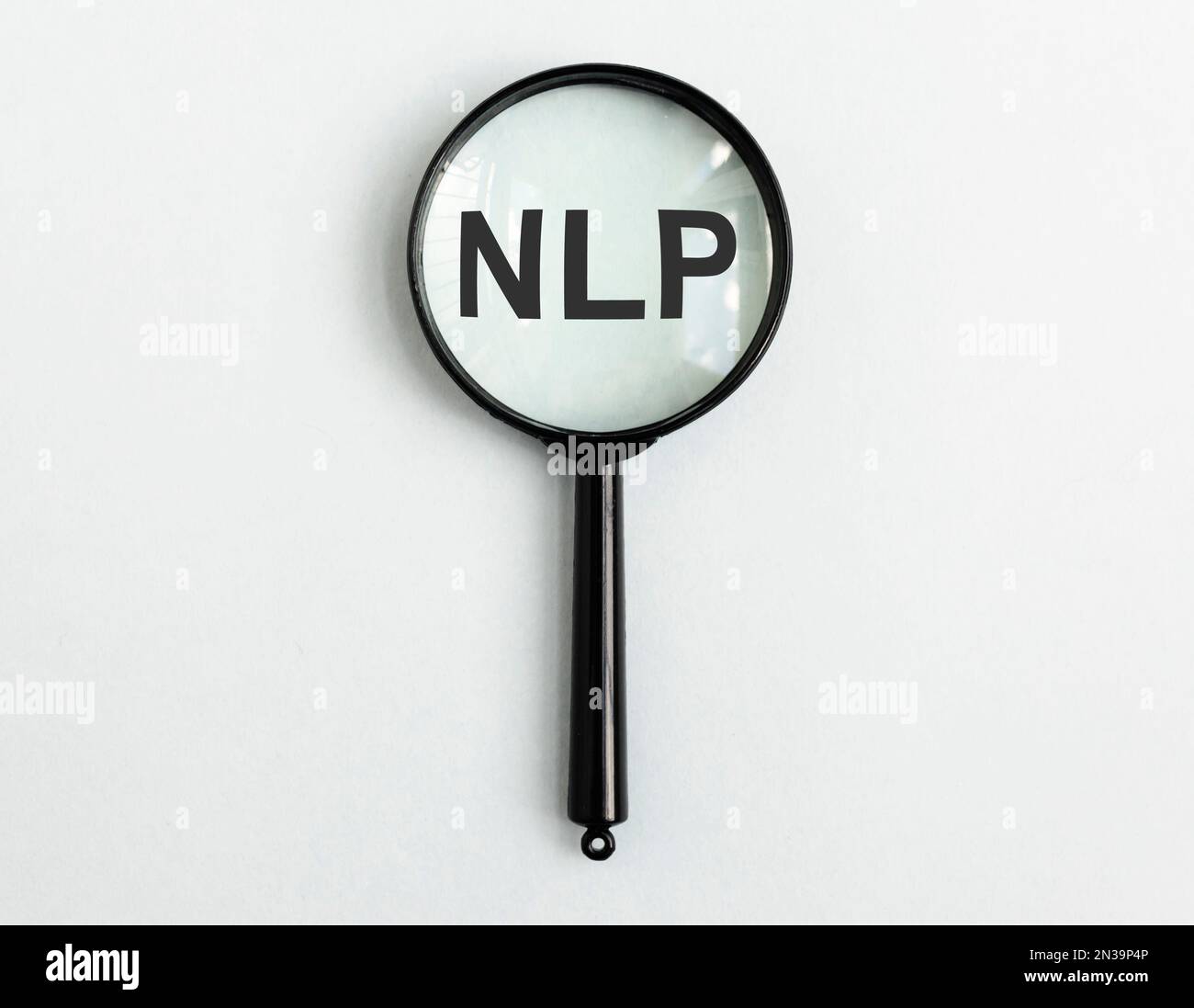 Neuro-linguistic programming, NLP acronym through magnifying glass lens ...