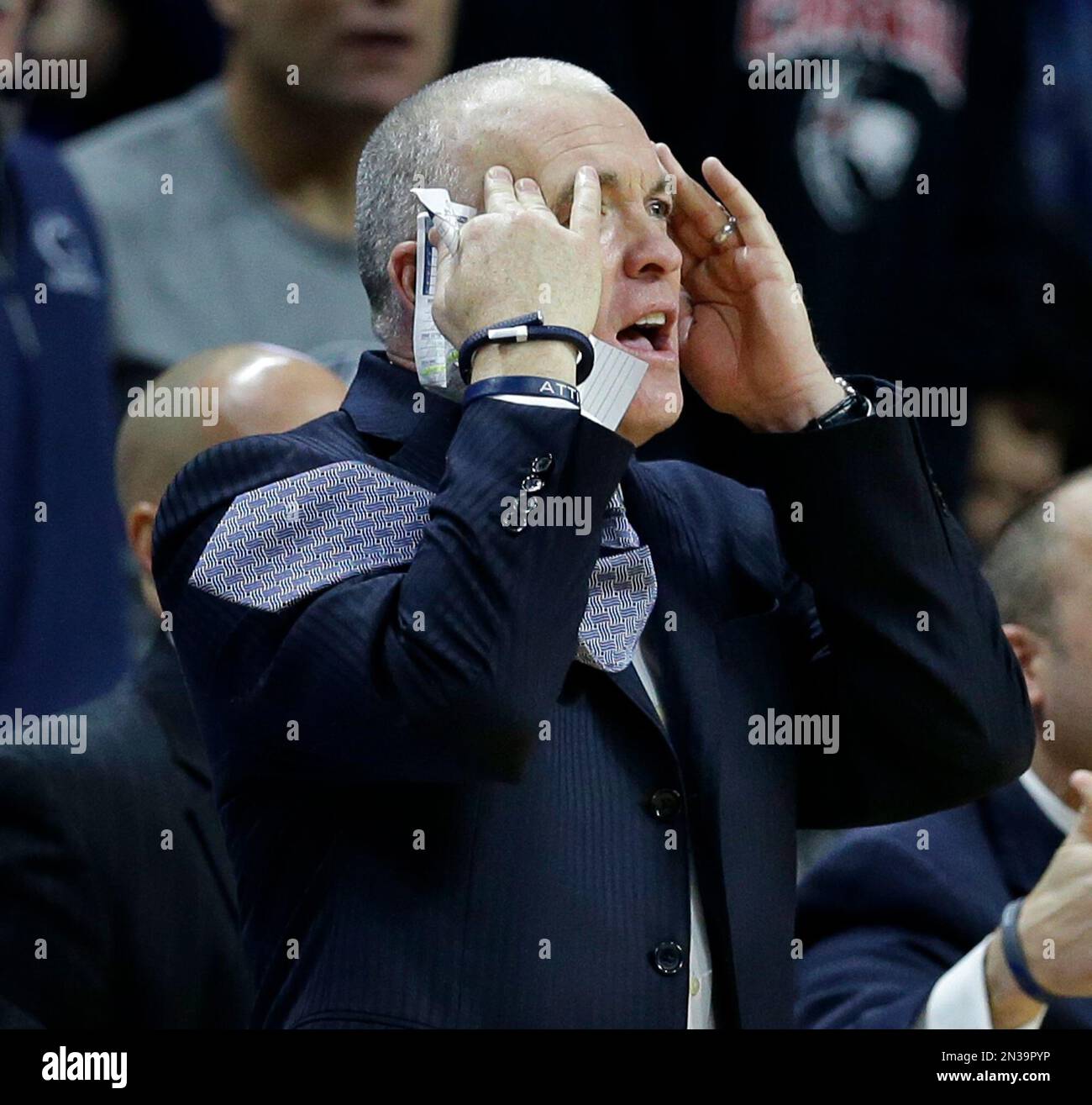 Penn State head coach Patrick Chambers reacts to play during the second ...