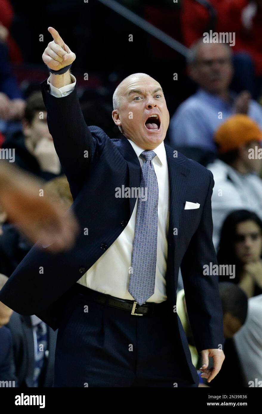 Penn State head coach Patrick Chambers shouts to his players during the ...