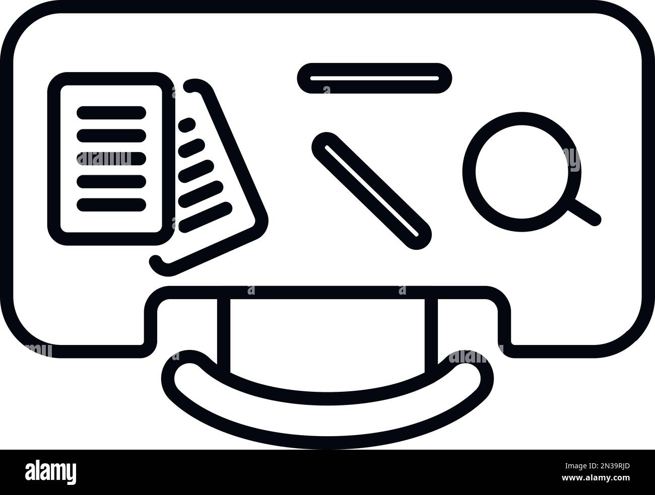 Top view ergonomic workplace icon outline vector. Office table. Work posture Stock Vector Image ...