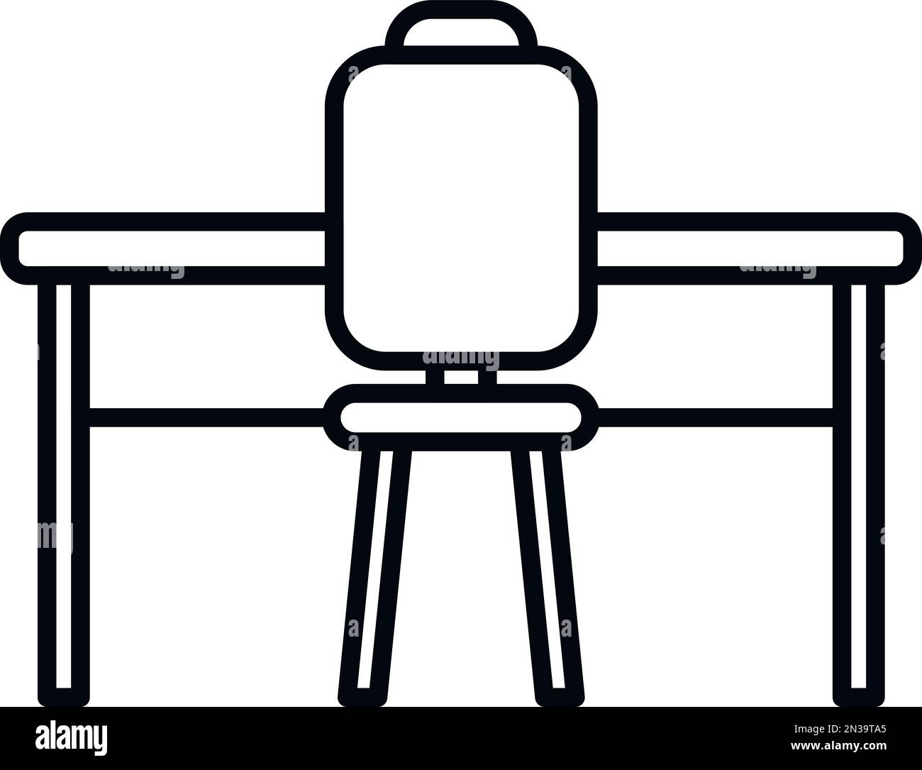Table workplace icon outline vector. Posture work. Chair position Stock ...