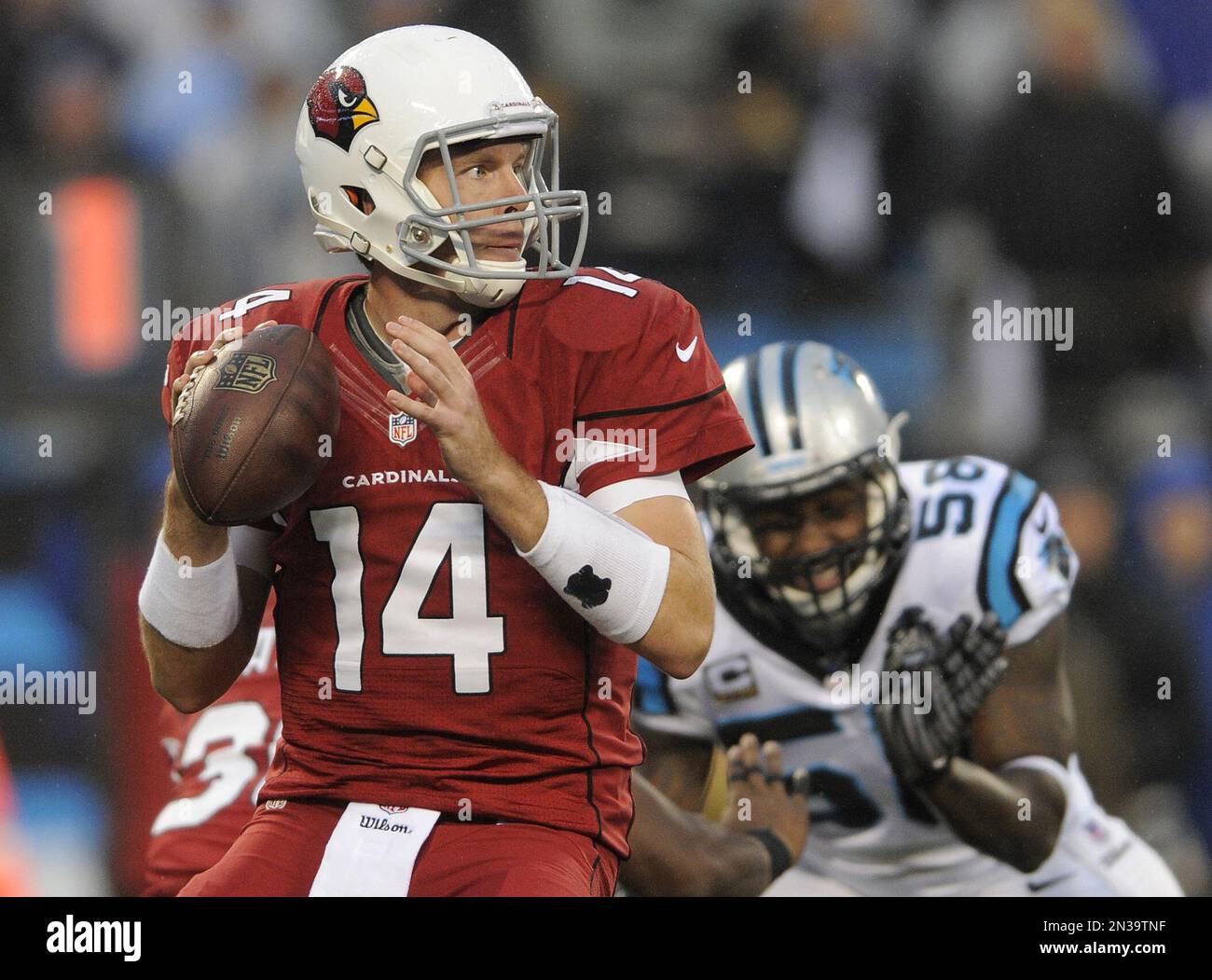 Arizona Cardinals quarterback Ryan Lindley (14) works against the ...