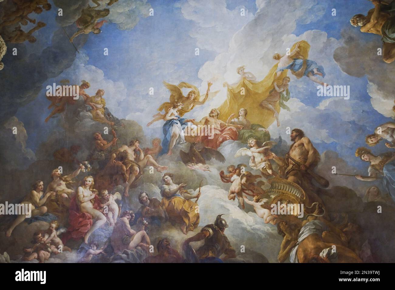 Ceiling, Hercules Drawing Room, Palace of Versailles, France Stock ...