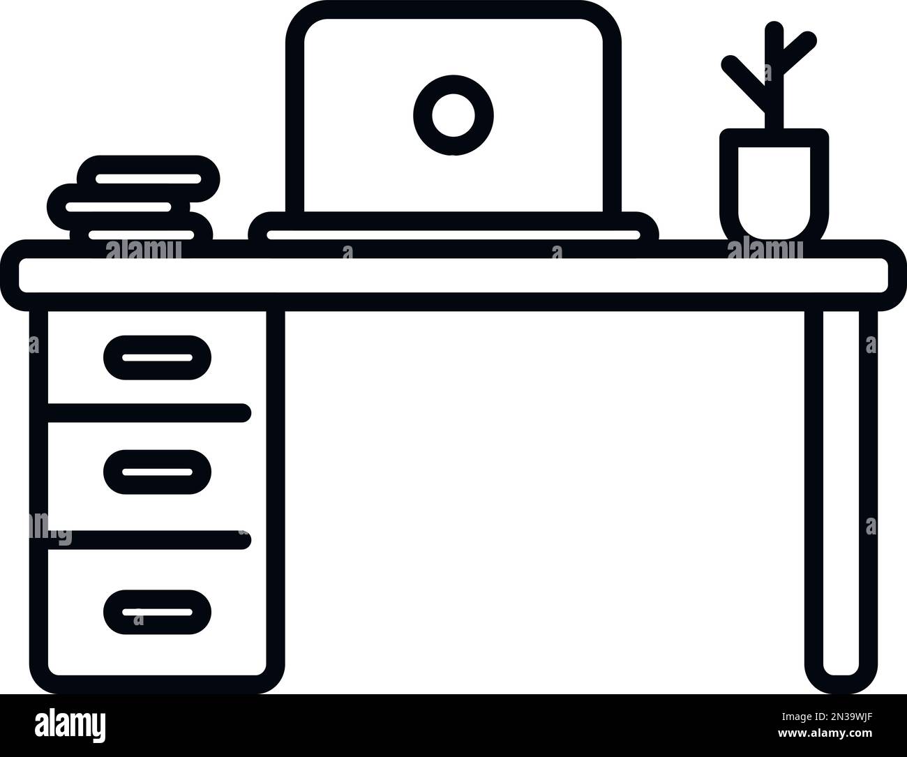 Laptop workspace icon outline vector. Office work. Chair position Stock ...