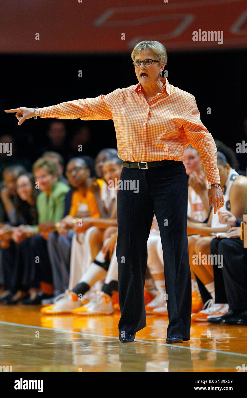 Tennessee coach Holly Warlick talks to her players in the first half of ...