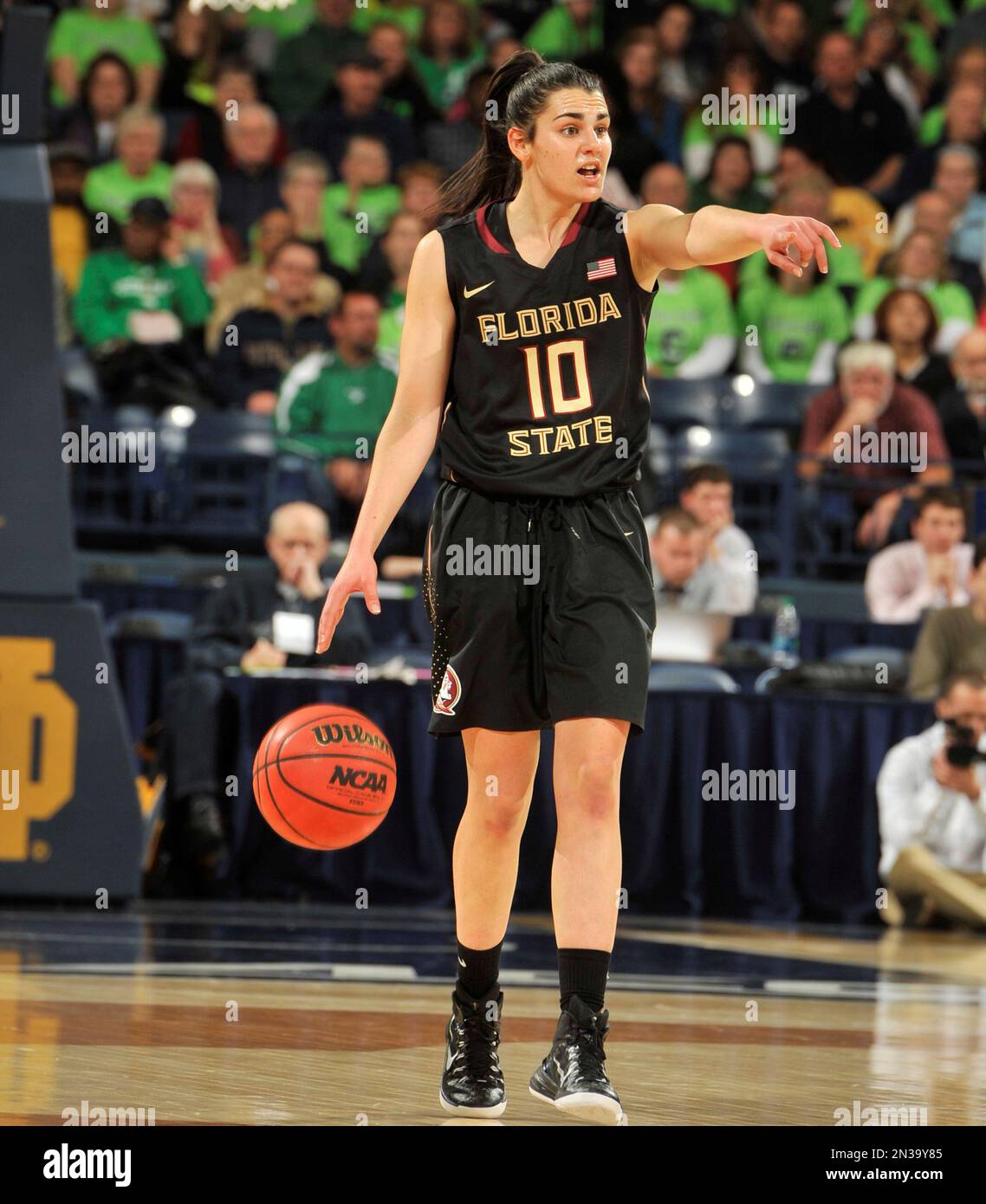 Florida State guard Leticia Romero points up court in an NCAA college ...