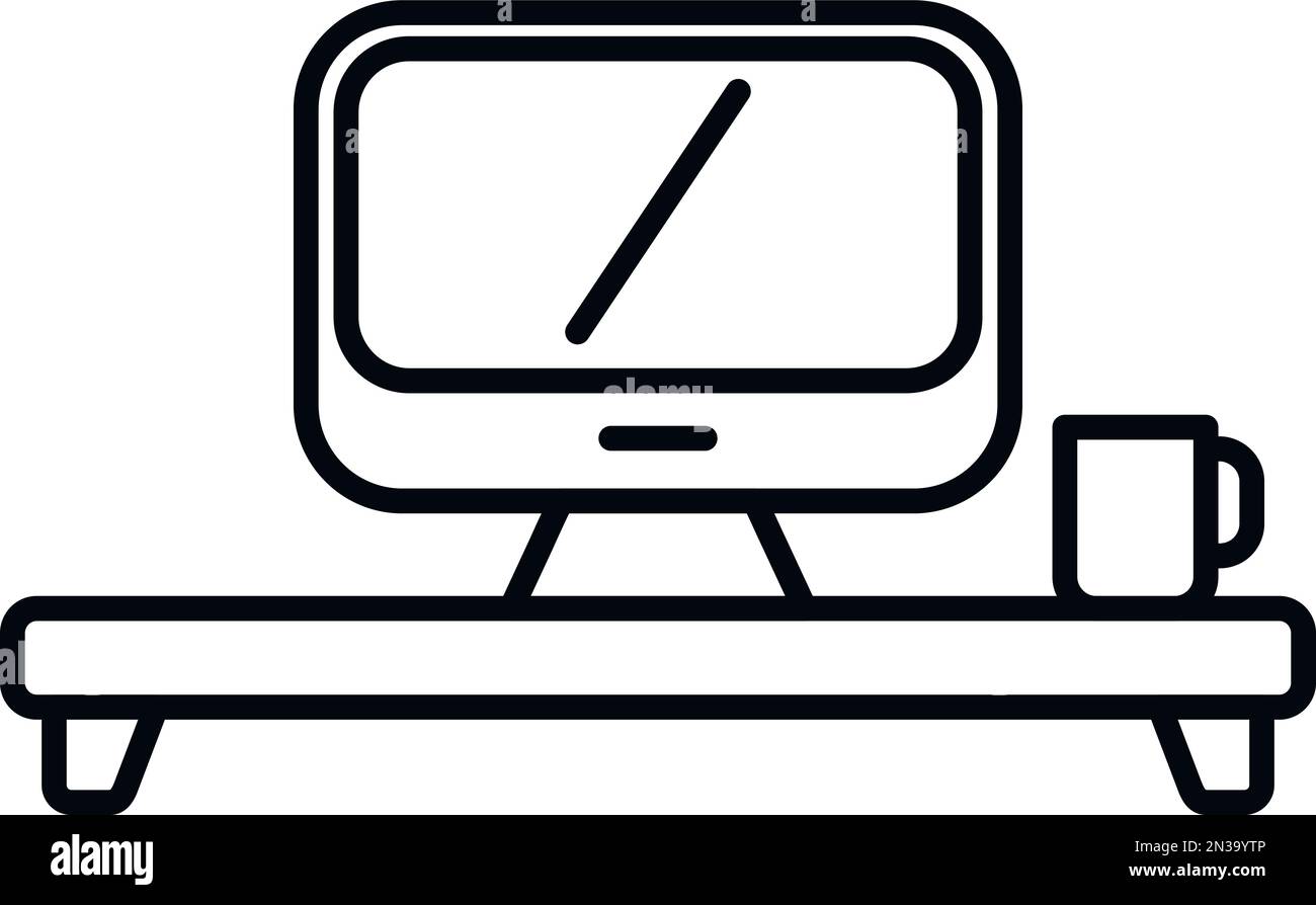 Computer ergonomic workplace icon outline vector. Office sit. Correct ...