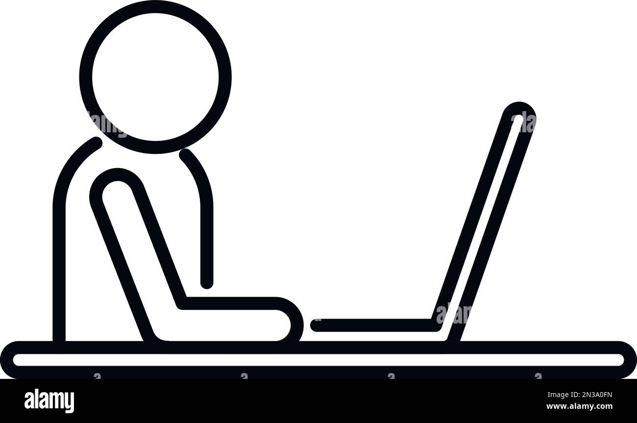 Work position icon outline vector. Workplace sit. Desk ergonomic Stock ...