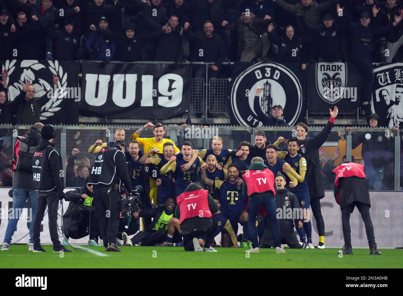 ALKMAAR - FC Utrecht players celebrate the 1-2 victory during the round ...