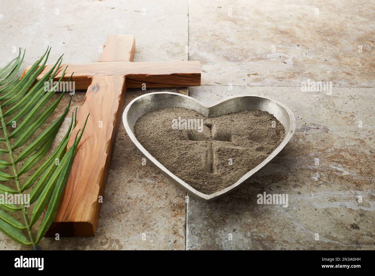 Ash wednesday, crucifix made of ash, dust as christian religion. Lent ...