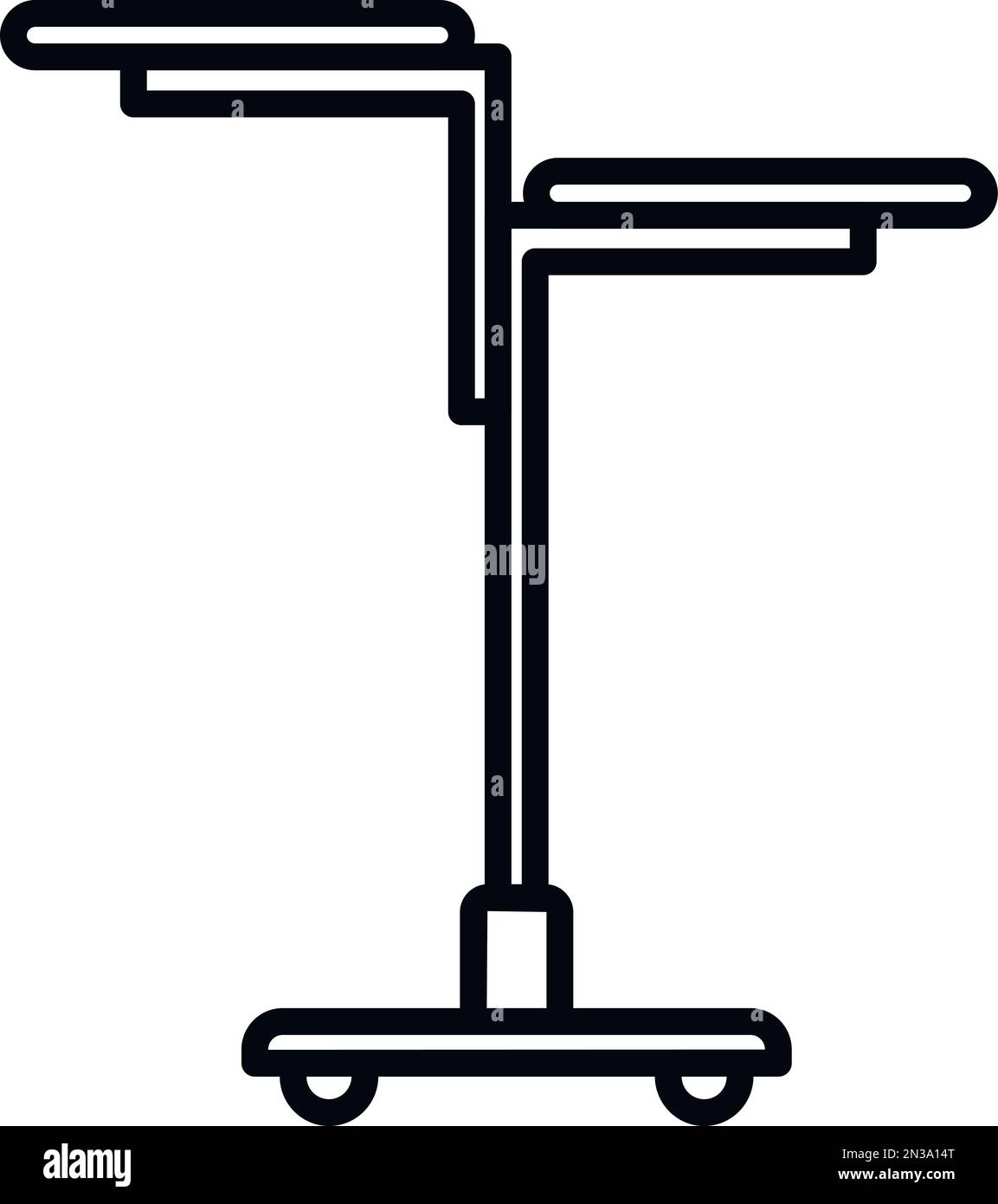 Double laptop stand icon outline vector. Office sit. Work position ...