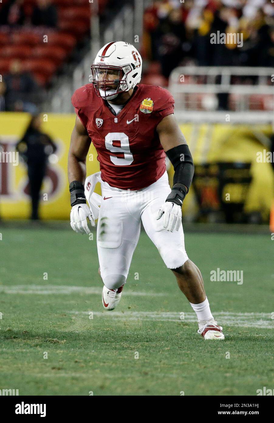 Stanford linebacker James Vaughters (9) during the Foster Farms Bowl ...