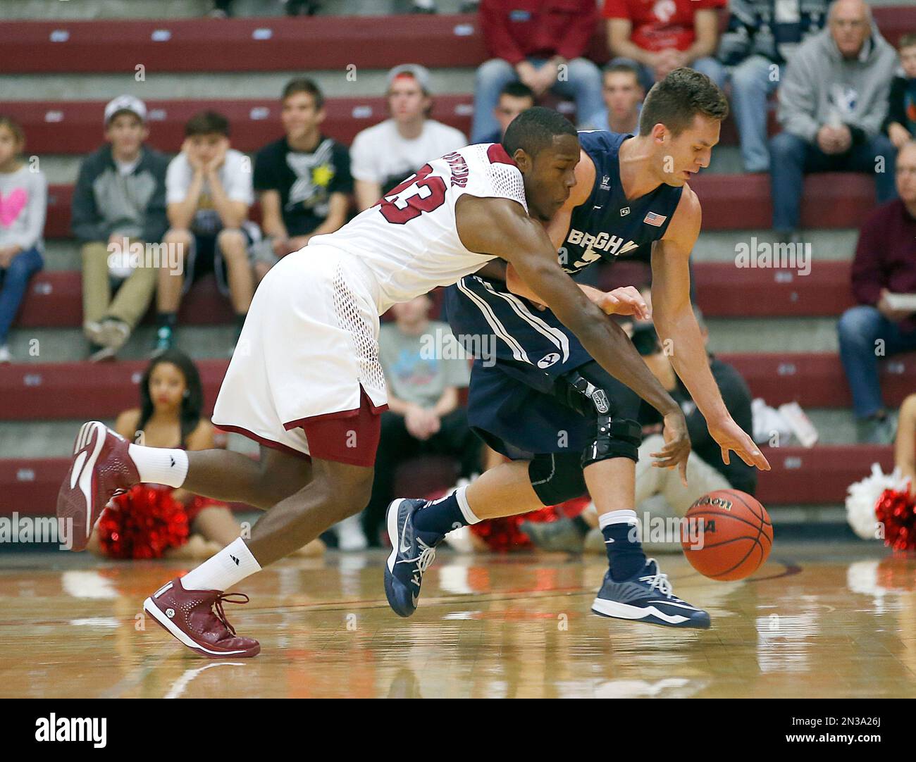 BYU guard Kyle Collinsworth, right, steals the ball from Santa Clara ...