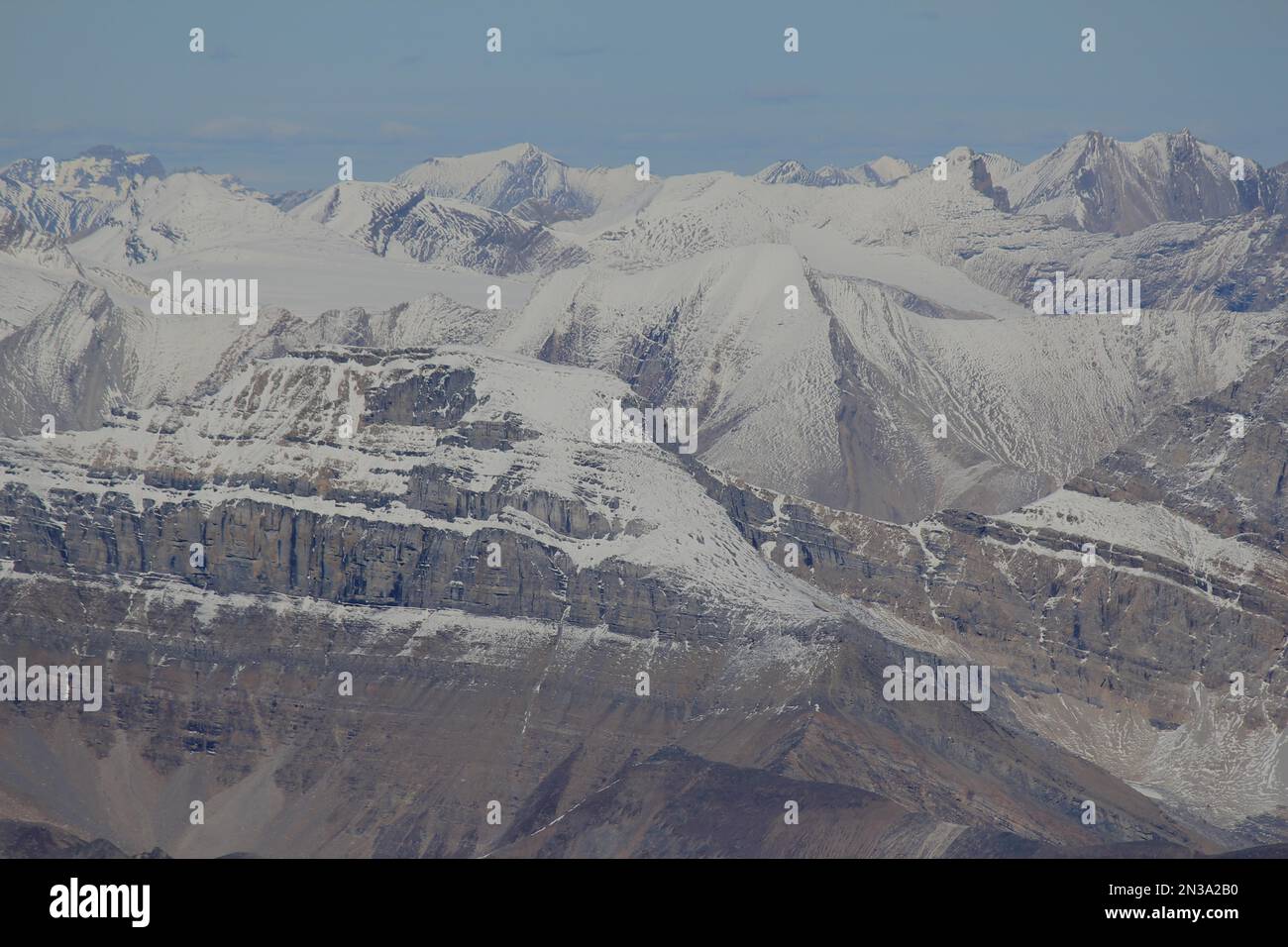 View at the summit of Mount Temple near Lake Louise at Banff National ...