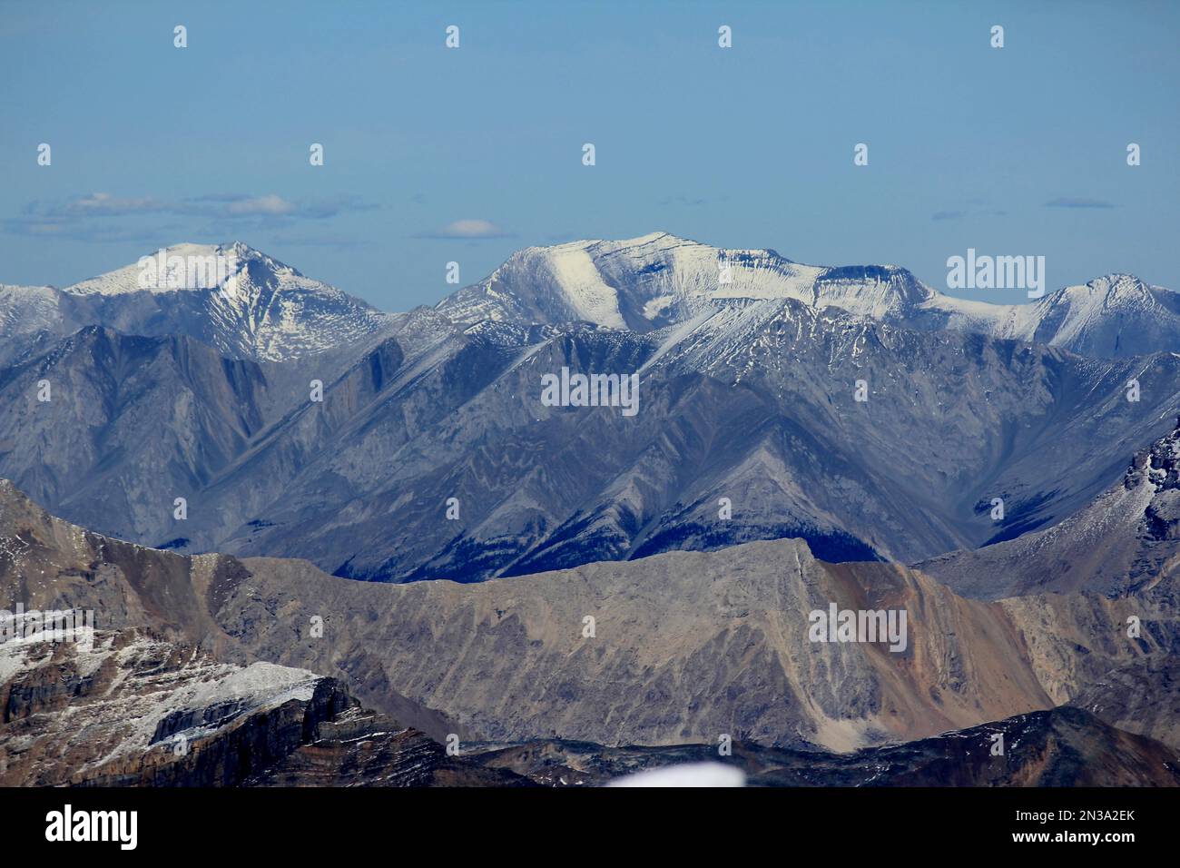View at the summit of Mount Temple near Lake Louise at Banff National ...