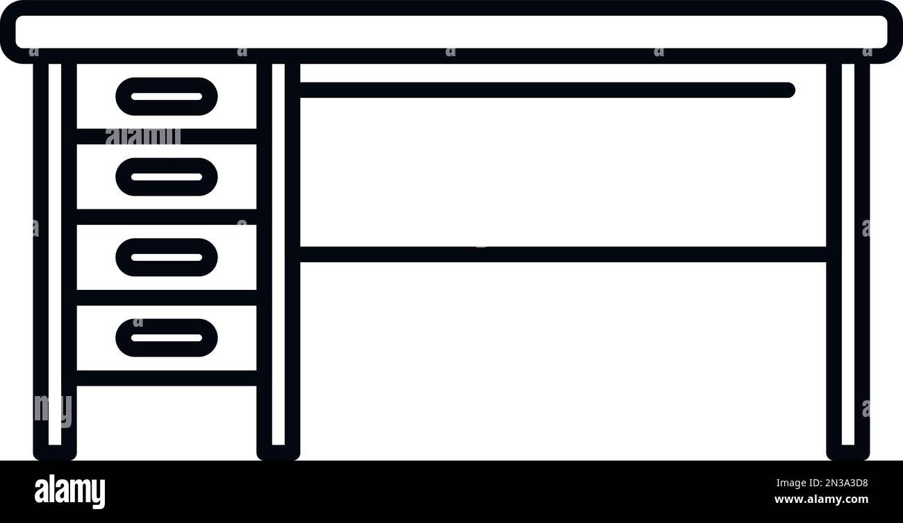 Office desk icon outline vector. Sit posture. Correct position Stock ...