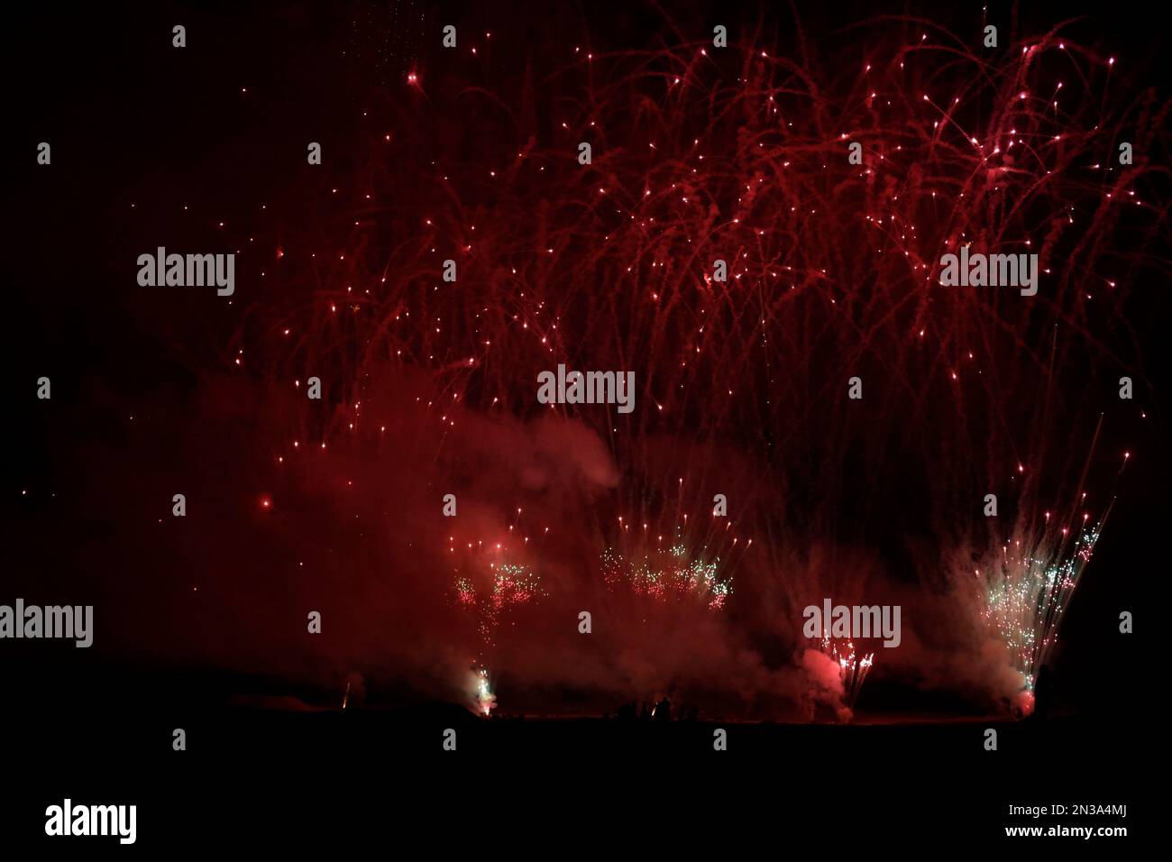 Fireworks explode at the bar beach to celebrate the New Year in Lagos ...