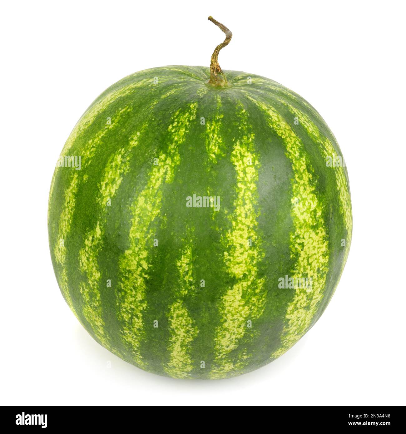 Ripe round watermelon isolated on white background Stock Photo - Alamy