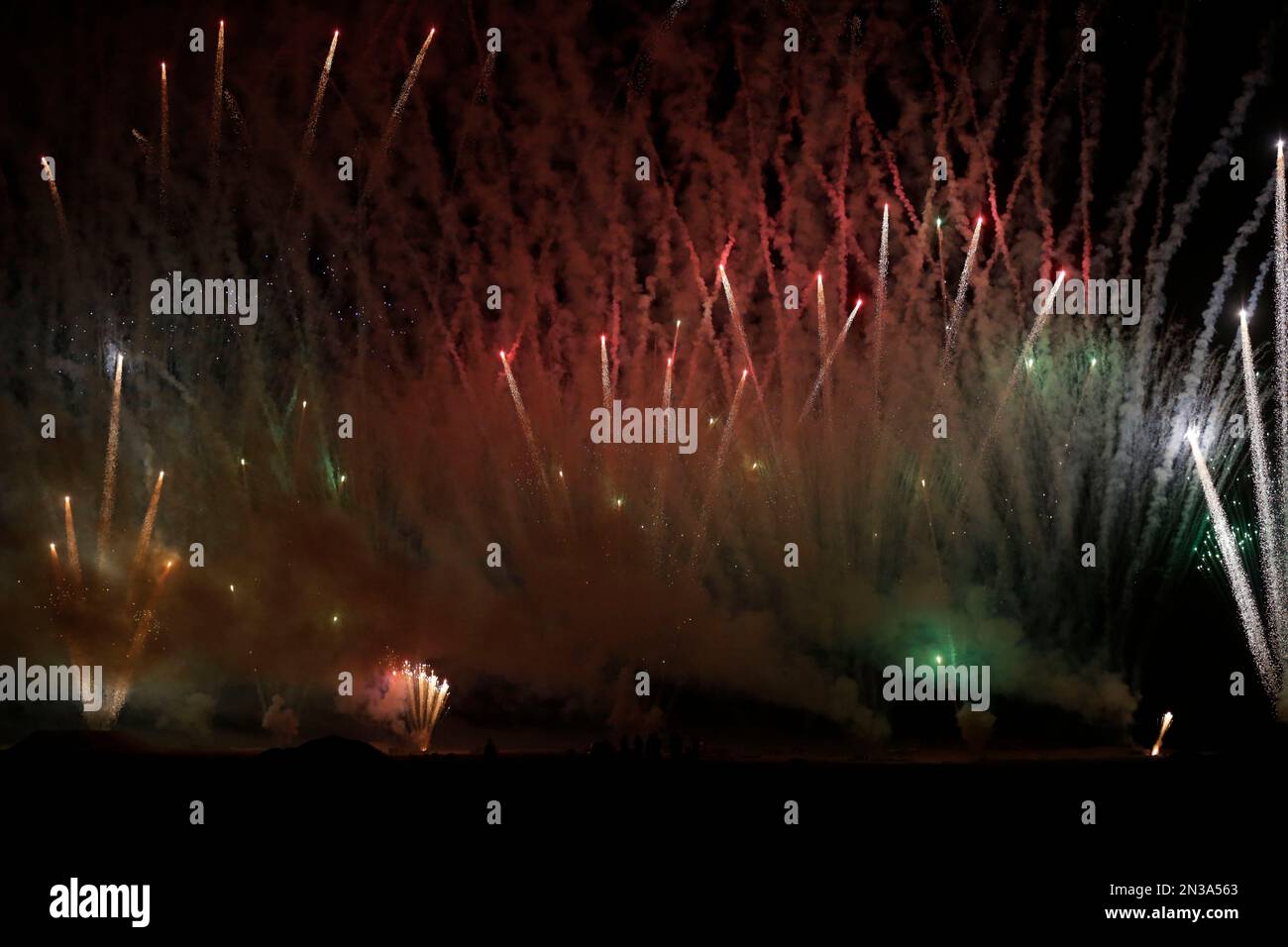 Fireworks explode at the bar beach to celebrate the New Year in Lagos ...