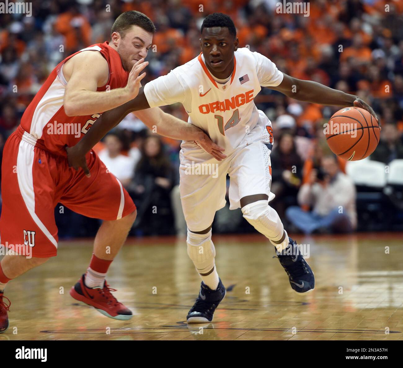 Syracuse's Kaleb Joseph drives against Cornell's Jojo Fallas during the ...