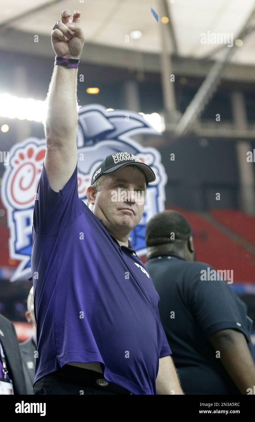TCU head coach Gary Patterson gestures after the second half of the ...