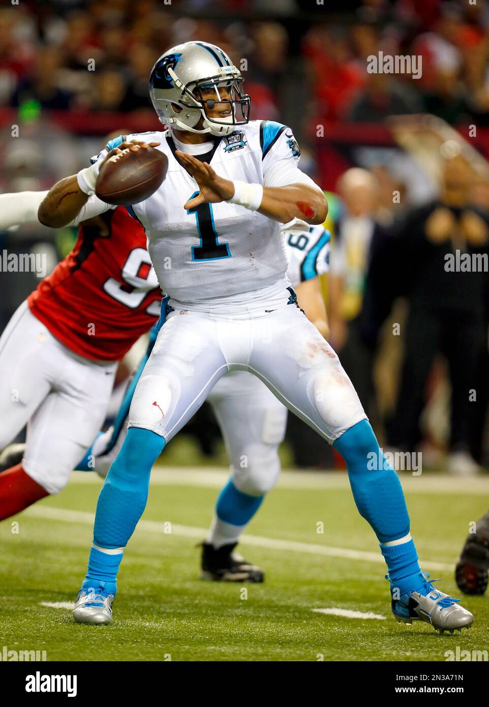 Carolina Panthers quarterback Cam Newton (1) looks to throw the ball ...