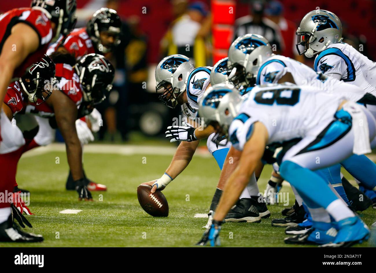 Carolina Panthers center Ryan Kalil (67) set to snap the football ...