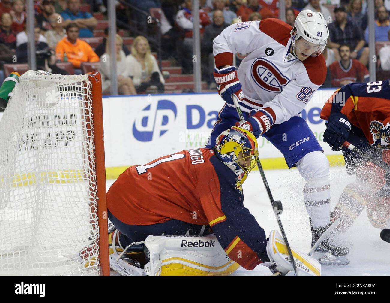 Montreal Canadiens center Lars Eller (81) shoots as Florida Panthers ...