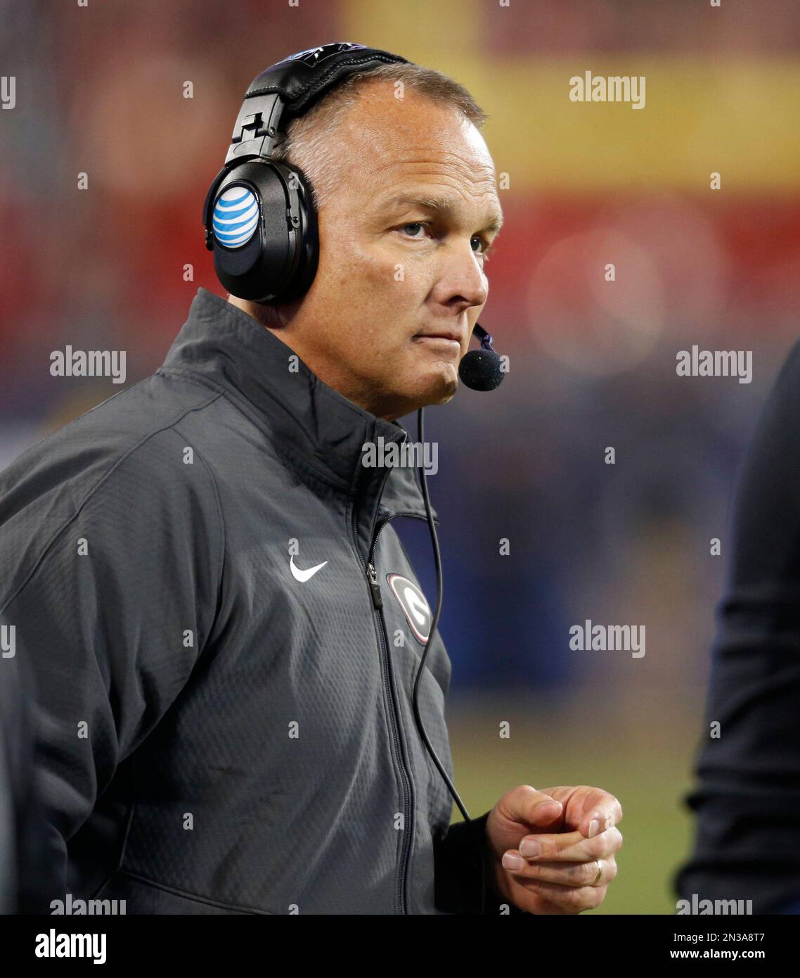 Georgia coach Mark Richt watches the first half of the Belk Bowl NCAA ...