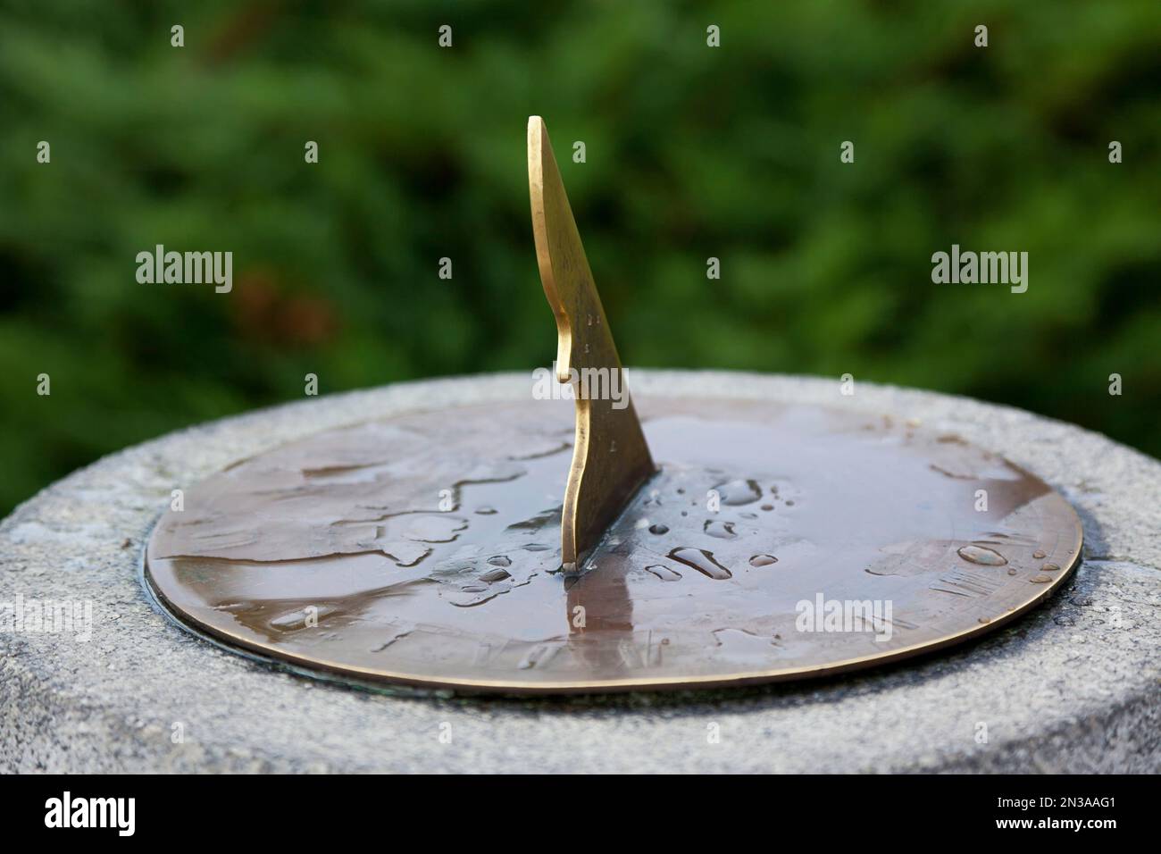 Close-up of Raindrops on Sundial, Parliament Hill, Ottawa, Ontario ...
