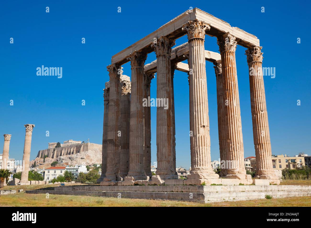 Temple of Olympian Zeus and the Parthenon, Acropolis, Athens, Attica ...
