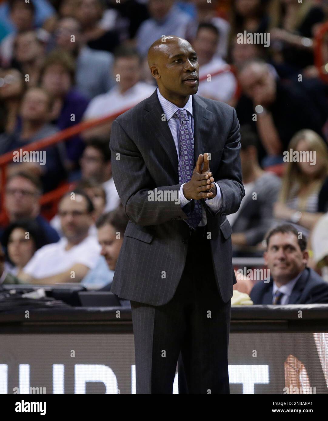 Orlando Magic head coach Jacque Vaughn watches during the second half ...
