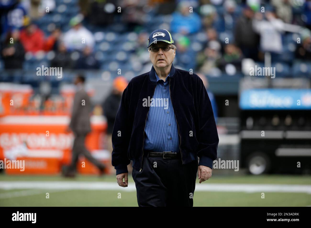 Seattle Seahawks owner Paul Allen stands on the field before an NFL ...