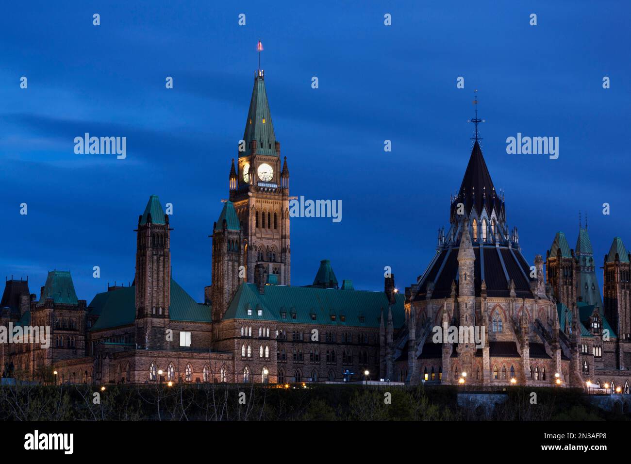 Parliament Buildings from Nepean Point at Night, Ottawa, Ontario ...