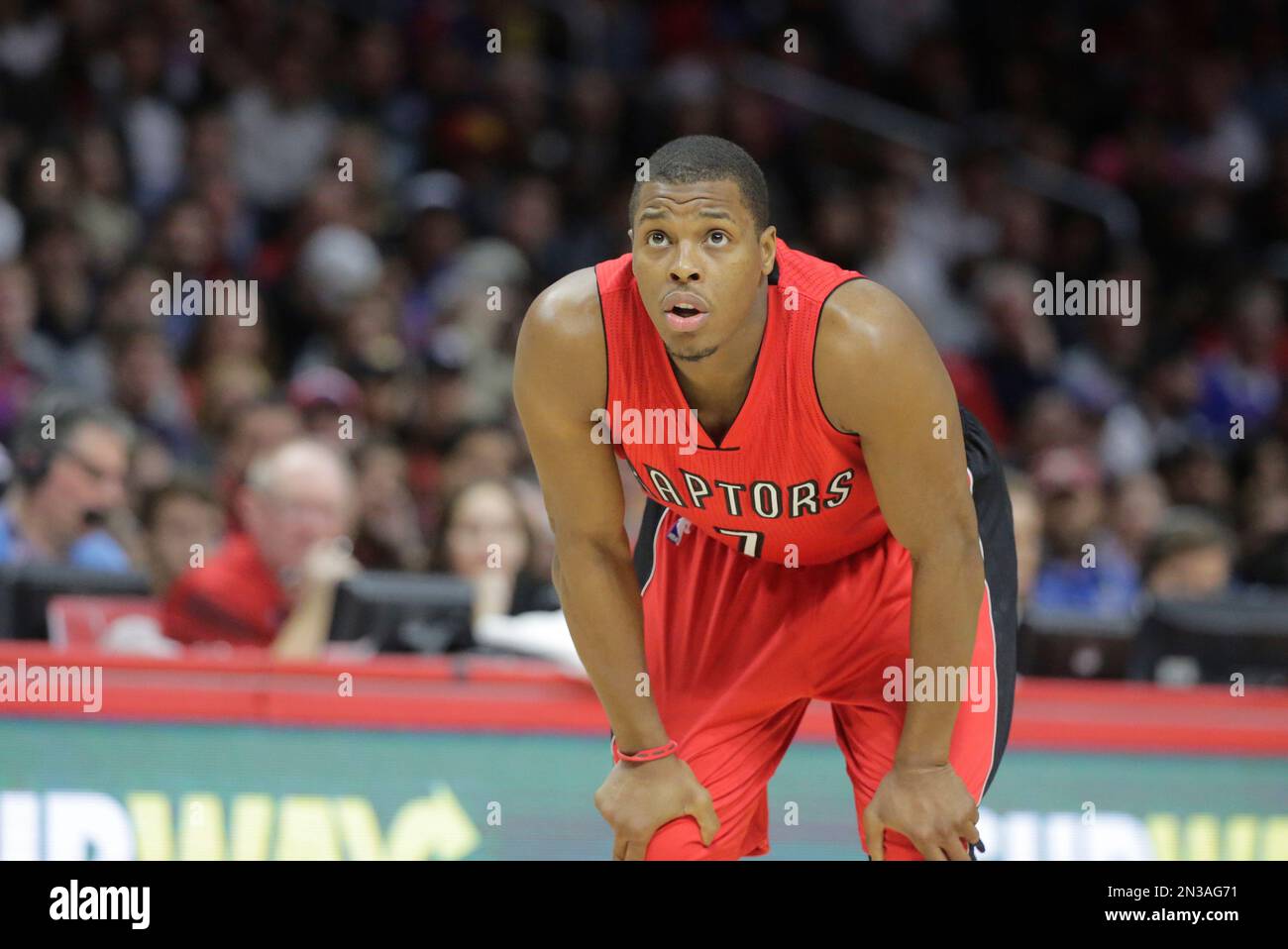 Toronto Raptors' Kyle Lowry watches during the first half of an NBA ...