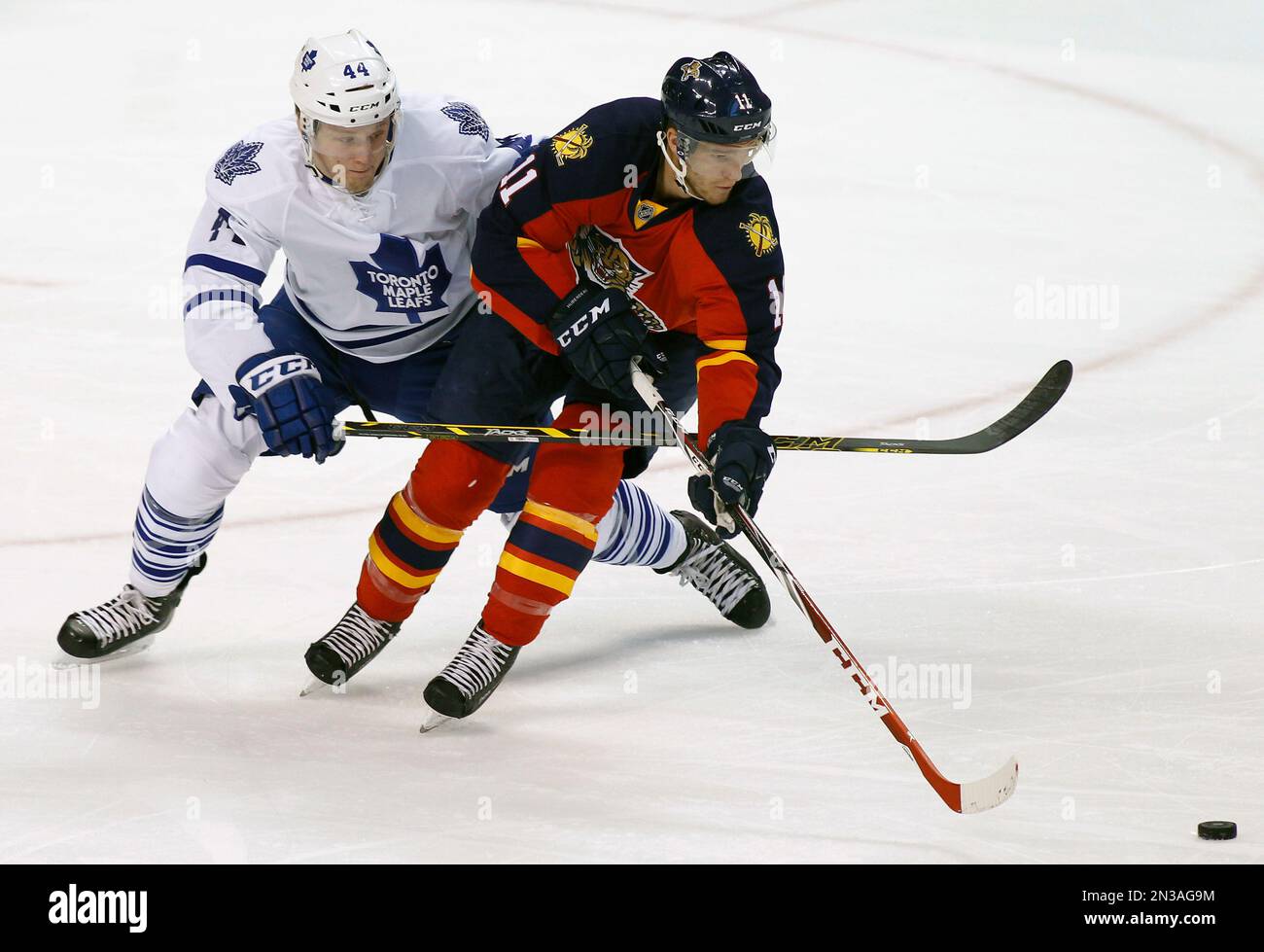Toronto Maple Leafs defenseman Morgan Rielly (44) and Florida Panthers ...