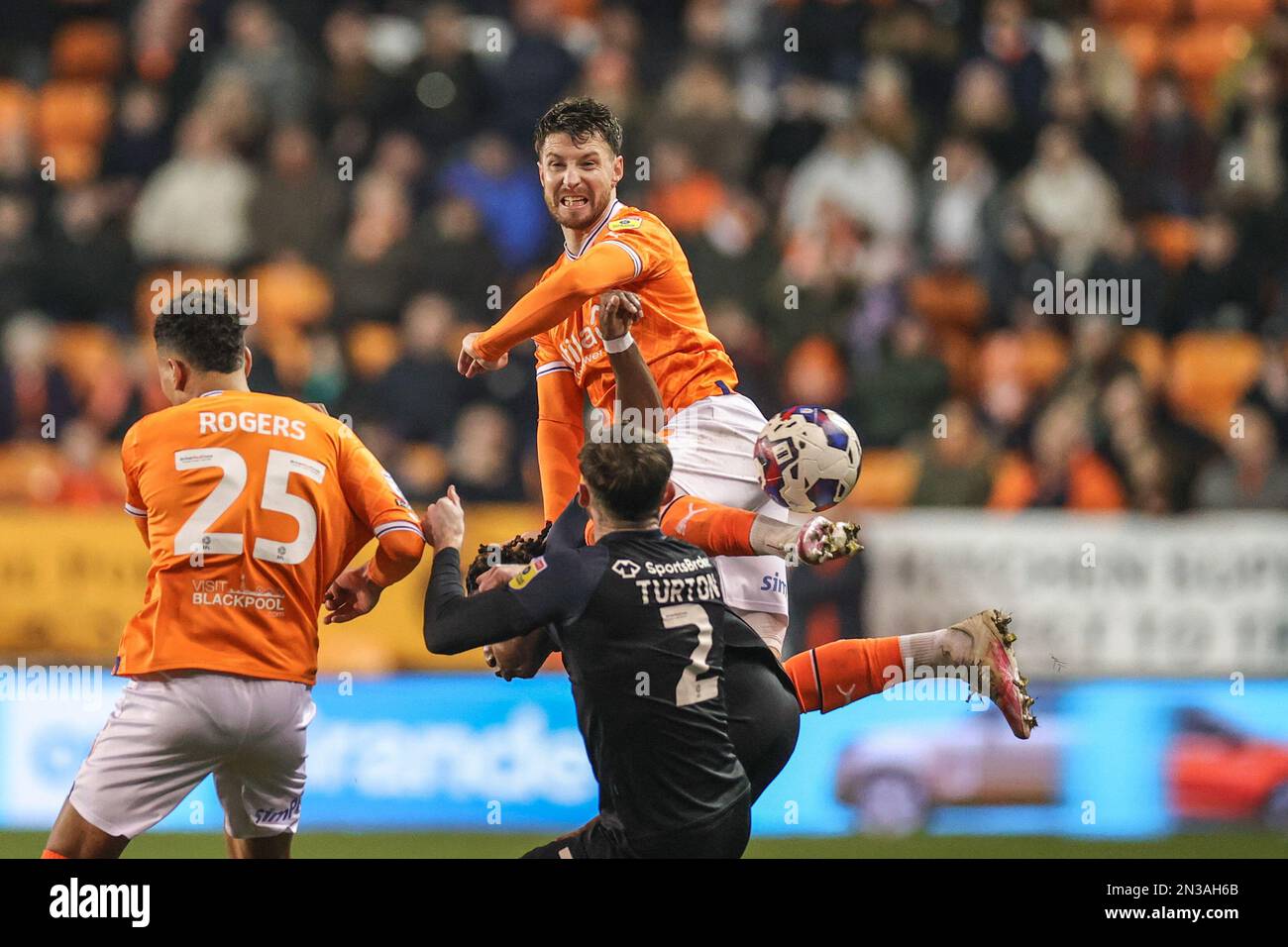 James Husband #3 of Blackpool in action during the Sky Bet Championship ...