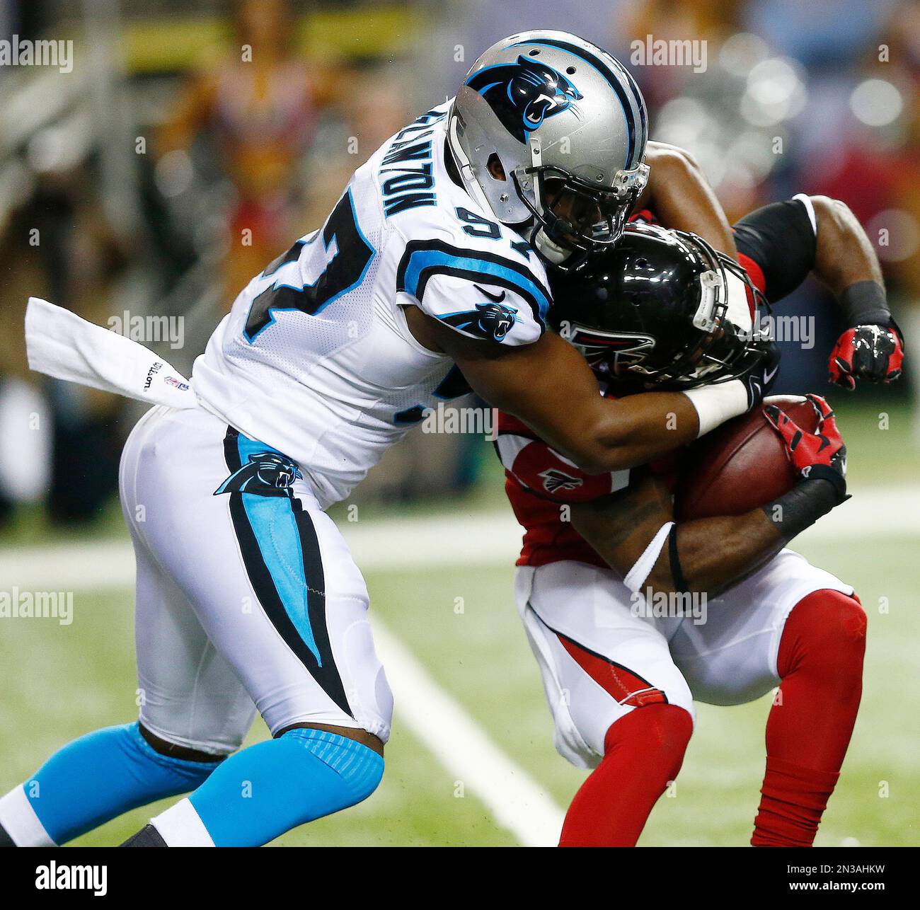 Carolina Panthers linebacker Adarius Glanton (57) tries to stop Atlanta ...