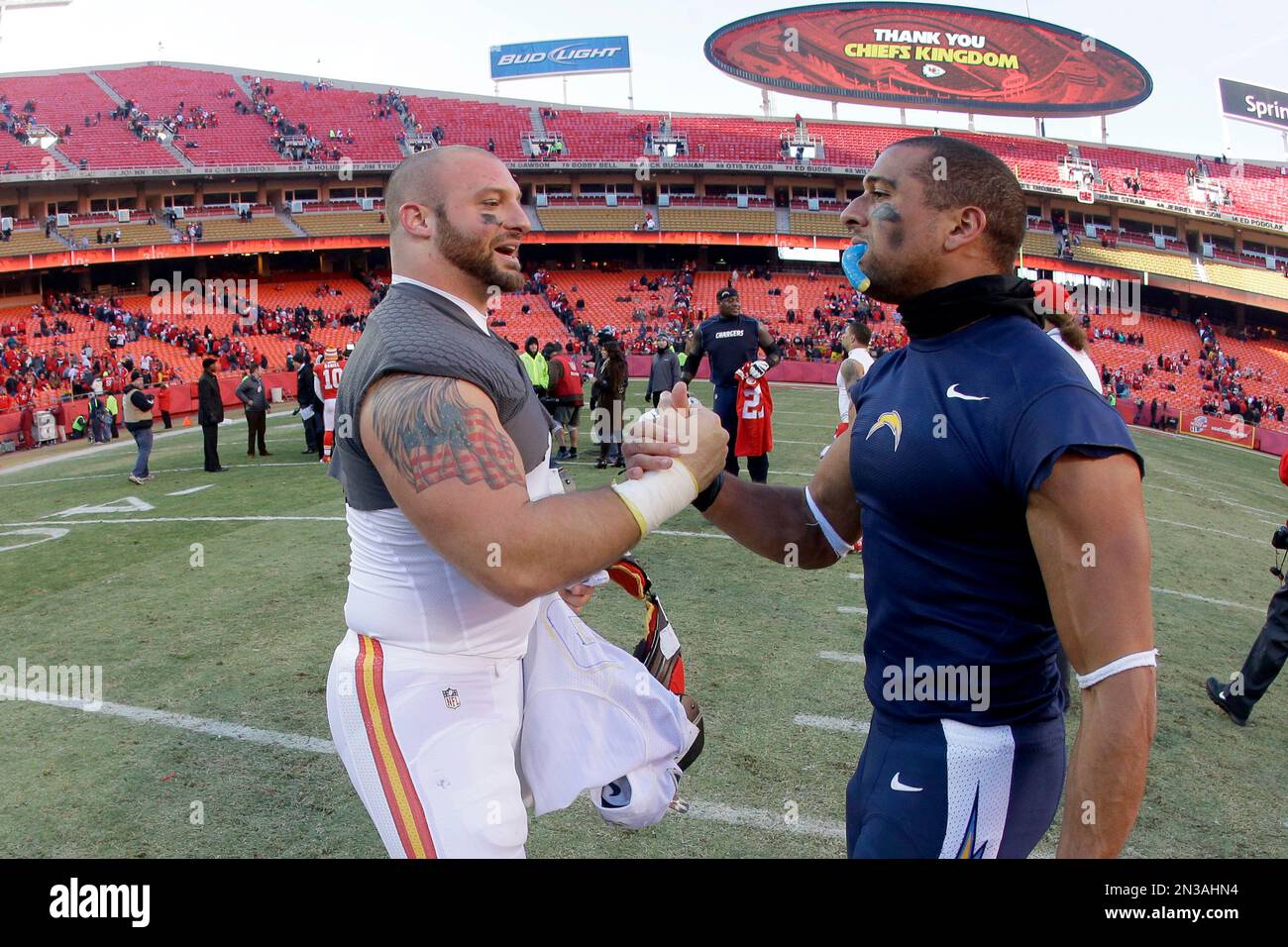 Kansas City Chiefs fullback Anthony Sherman, left, and San Diego ...