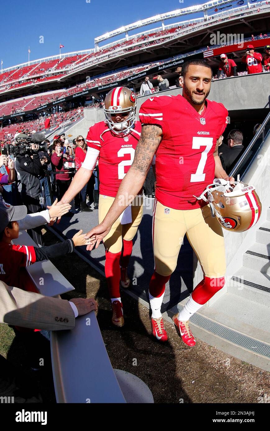 San Francisco 49ers quarterback Colin Kaepernick (7) and quarterback ...